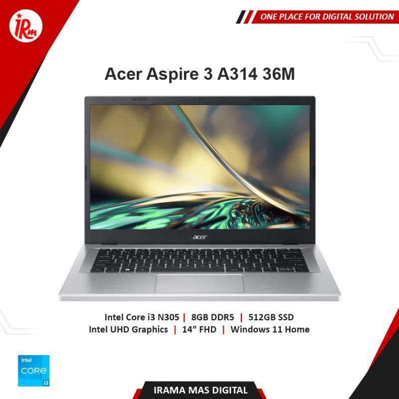 Jual Acer Aspire 3 A314 36M - Intel Core i3 N305 8GB 512GB SSD FHD W11 ...