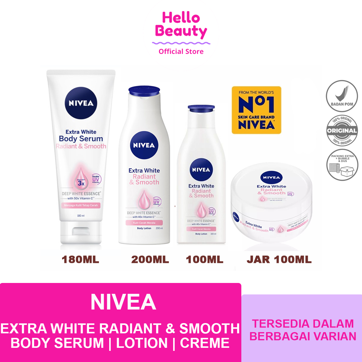 Jual Nivea Extra Bright Radiant And Smooth Body Serum 180ml Lotion