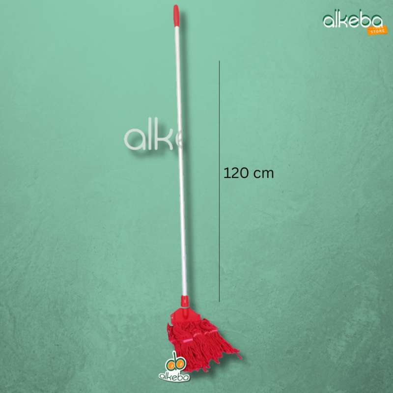 Jual Mop Pel Set Complete Merah / tongkat + frame mop + kain refill mop ...