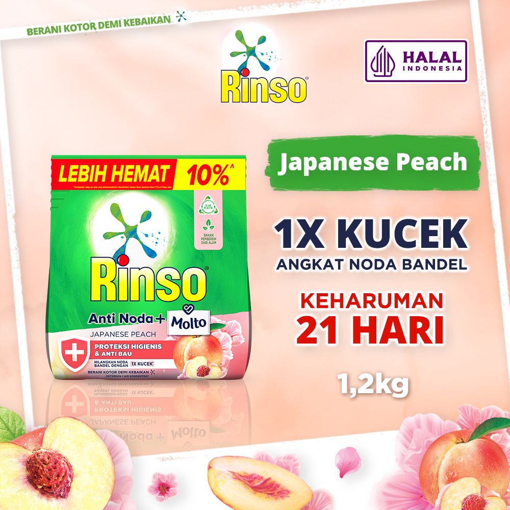 Promo Rinso Molto Detergent Bubuk Deterjen Anti Noda Japanese Peach 1.2 ...