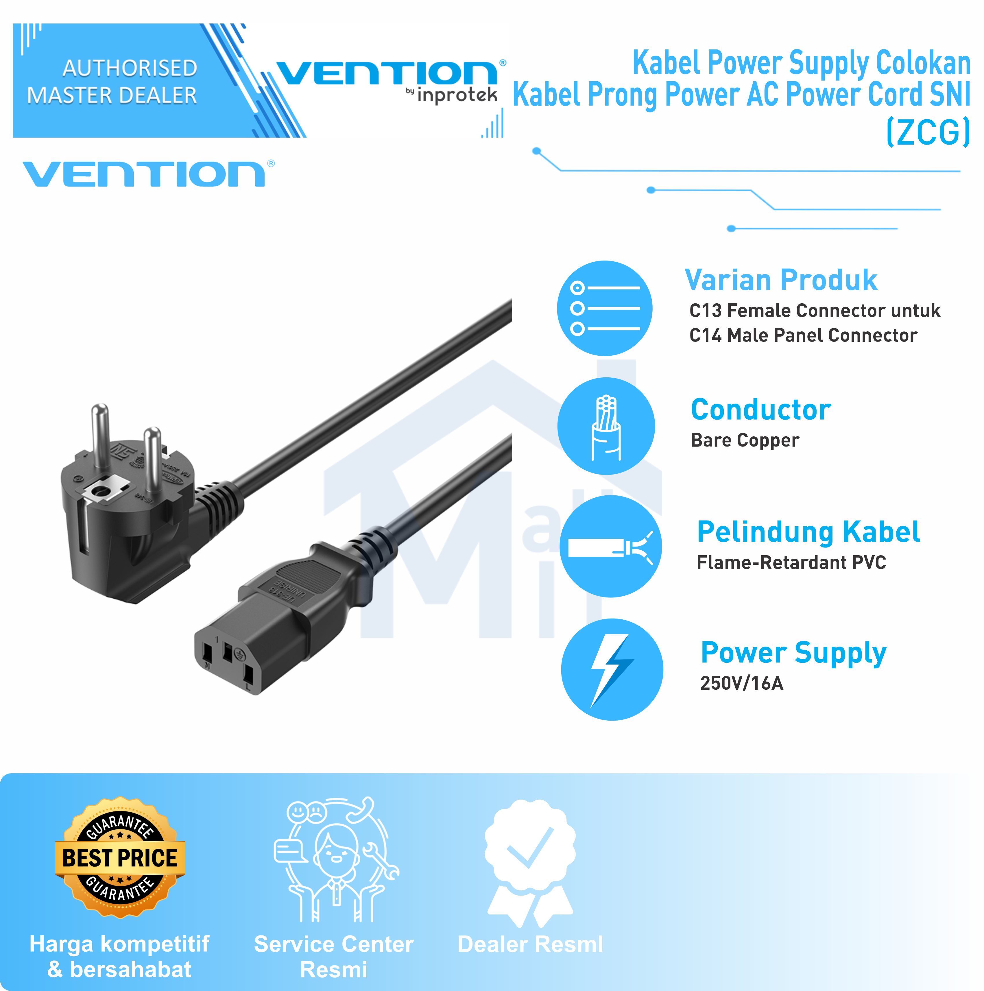 Jual Vention Kabel Power Supply Colokan Kabel Power AC Power Cord SNI ...