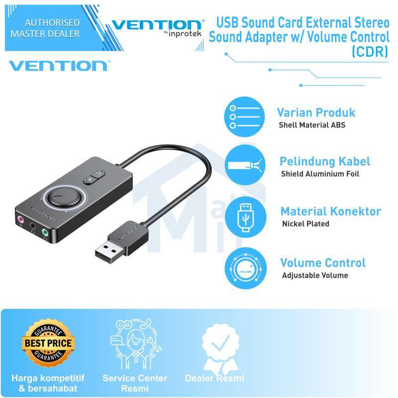 Jual Vention Usb Sound Card External Stereo Adaptor Volume Control Ori ...