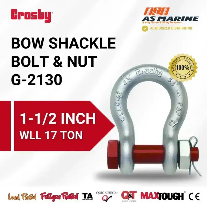 Promo Bow Shackle / Segel Omega Bolt & Nut G2130 1-1/2 Inch 17 Ton ...
