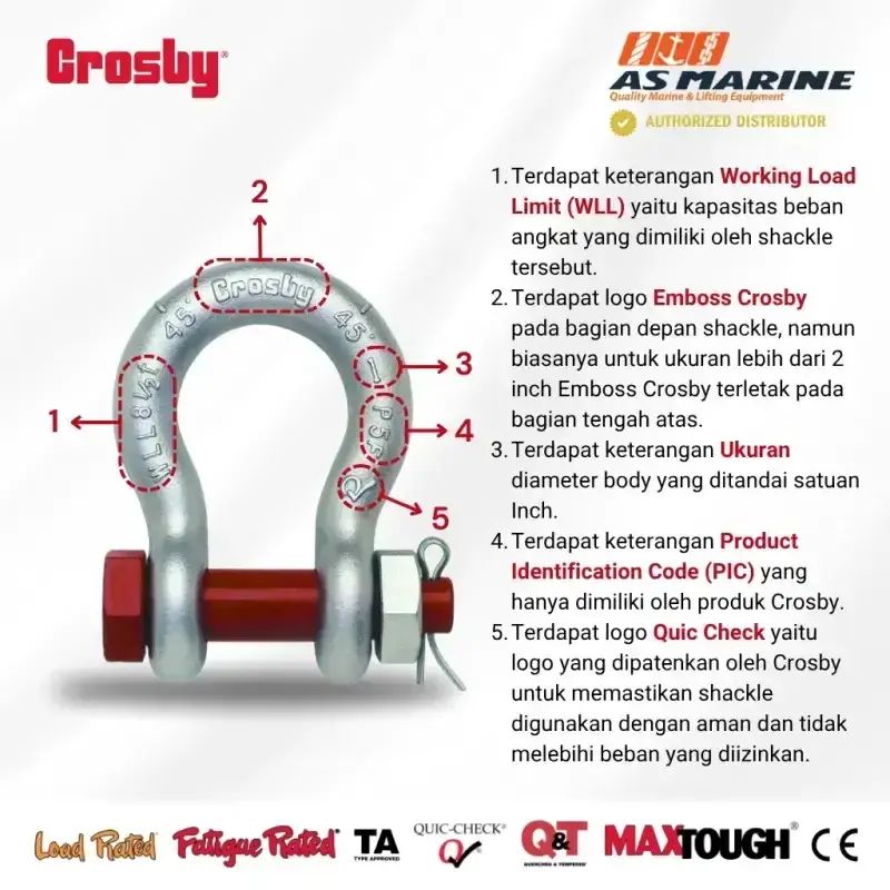 Promo Bow Shackle / Segel Omega Bolt & Nut G2130 1-1/2 Inch 17 Ton ...