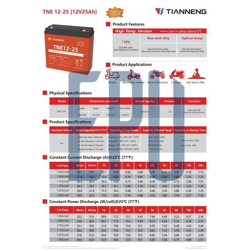 Promo Tianneng Aki Selis 12v 25ah Tian Neng Aki Sepeda Listrik 12v 20ah ...