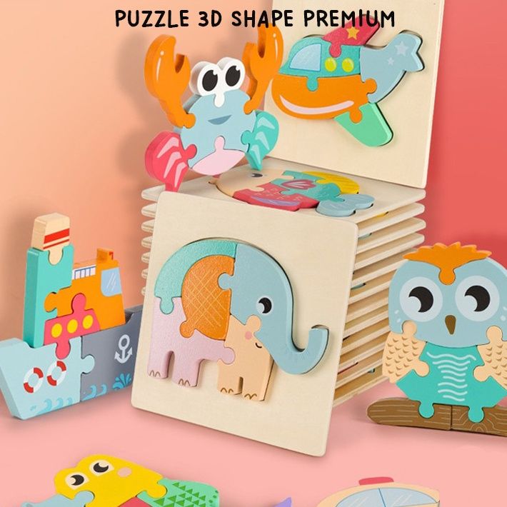 Promo Mainan Edukasi Anak Puzzle Kayu 3D Shape Premium15cm Bentuk ...