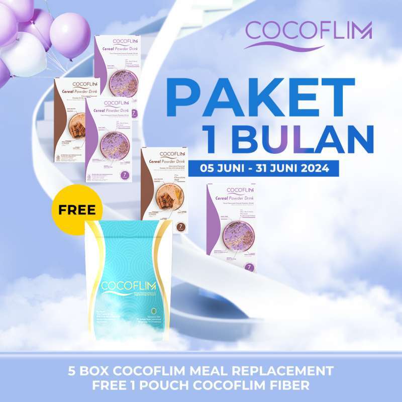 Promo Paket 1 Bulan Cocoflim 5 Box Meal Replacement Free 1 Pouch Fiber ...