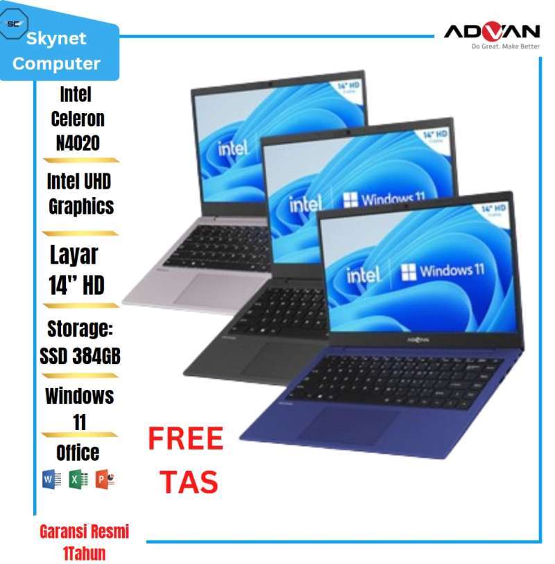 Jual Laptop Advan Soulmate Intel N4020 Ram16gb 384gb 14hd Windows 11 Original Di Seller Skynet ...