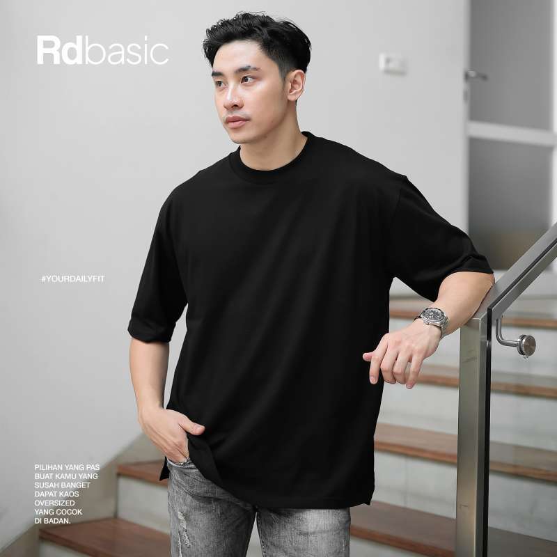 Promo Rdbasic Kaos Oversize T Shirt Cotton Combed 24s Premium Hitam