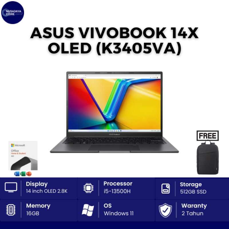 Jual Asus Vivobook 14x Oled K3405va I5-13500h / 512gb / 14 2.8k 90hz / W11 Ohs Ram 16gb Di ...