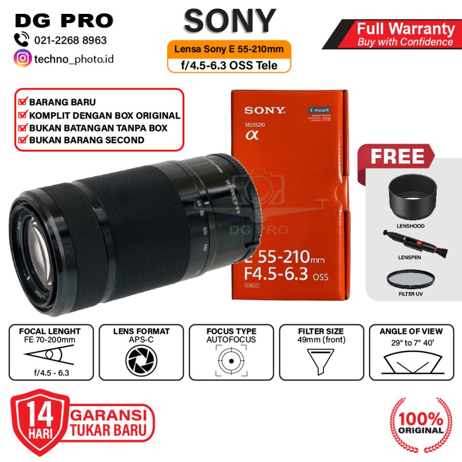 Promo Lensa Sony E 55-210mm f4.5-6.3 OSS Tele Zoom Lens Diskon 22% di ...