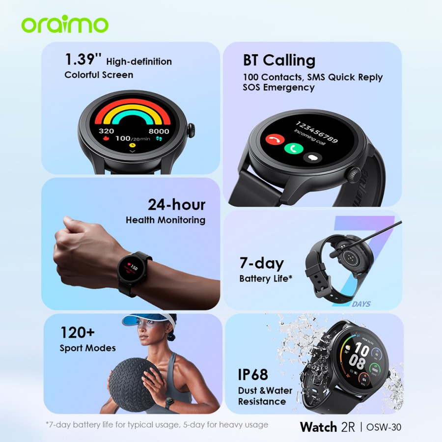 Promo Oraimo Smart Watch Bigger Screen Bluetooth Smartwatch Jam Pintar ...