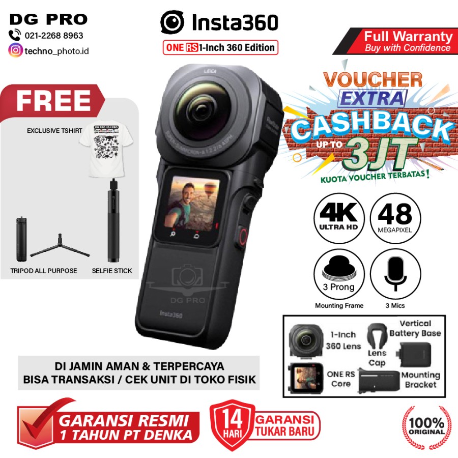Jual Insta360 ONE RS 1 Inch 360 Edition Camera Original Resmi Insta 360 ...
