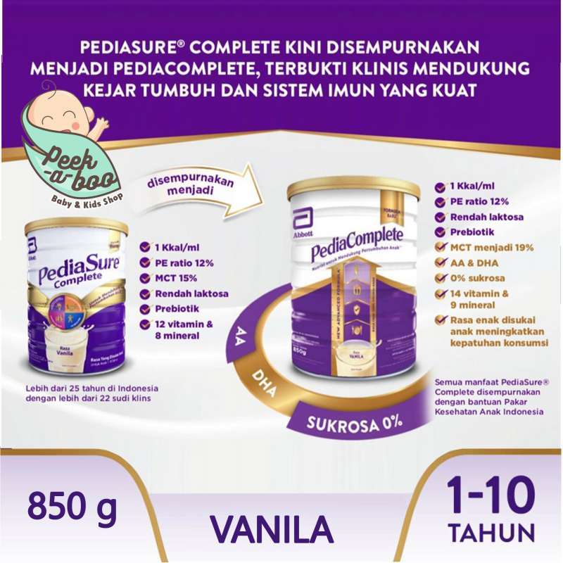 Promo Pediasure Complete Pediacomplete Vanila 850gr Kemasan Baru Diskon 12% Di Seller Peek A Boo ...
