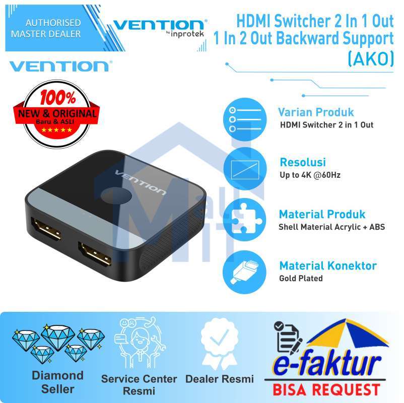 Jual Vention Hdmi Switcher 1-in 2-out & 2-in 1-out Bidirectional 8k 4k ...