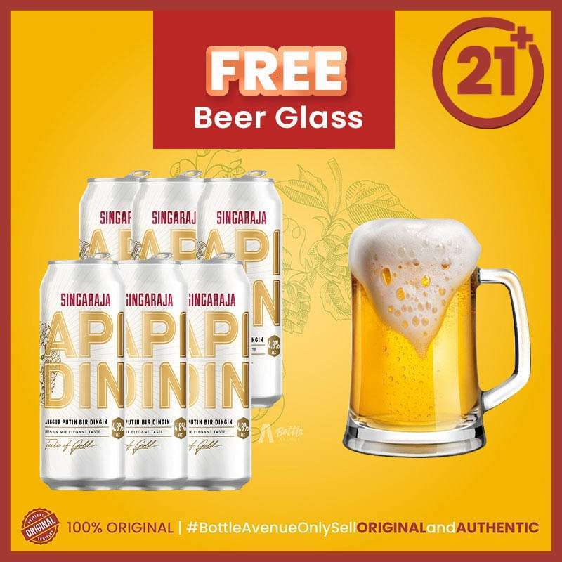 Jual Singaraja Apidin Can 320 Ml ( 6 Botol ) Free Glass Beer Di Seller ...