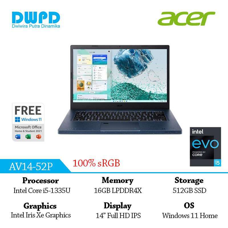 Jual Acer Aspire Vero Av14-52p-53ed Intel Core I5-1335u 16gb Lpddr4x ...