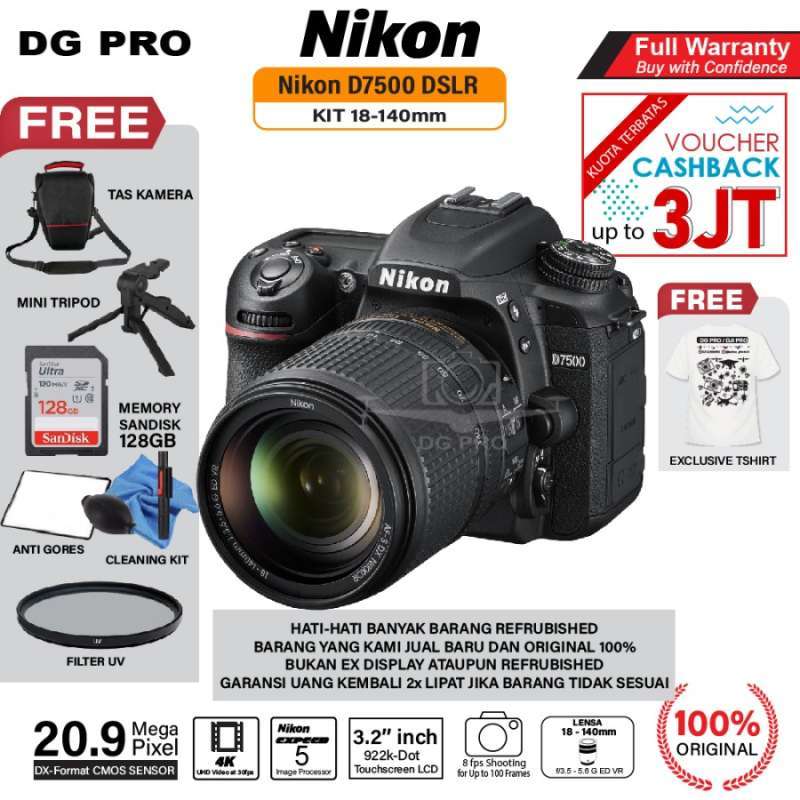 Promo Nikon D7500 Kit 18-140mm Lens Bonus 32gb & Acc - Kamera Dslr ...