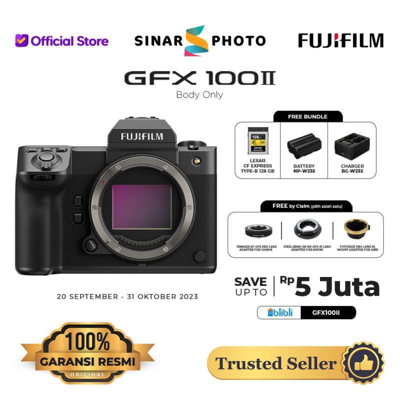 Jual FUJIFILM GFX100 II Body Only Kamera Mirrorless GFX 100 II di Seller Sinar Photo - Sinar ...