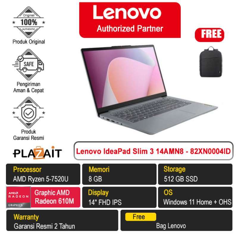 Jual Laptop Lenovo Ideapad Slim Amn Xn Id Amd Ryzen U Gb Gb Ssd Amd