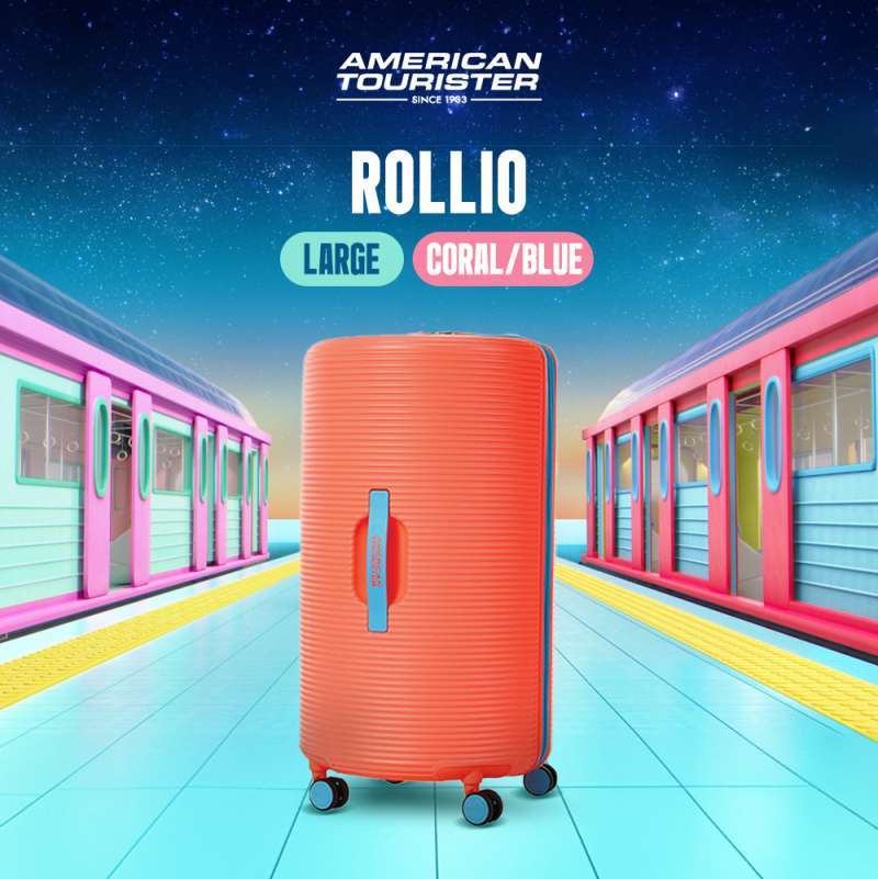 Promo American Tourister Koper Hardcase Rollio Spinner 28 - Coral/blue ...