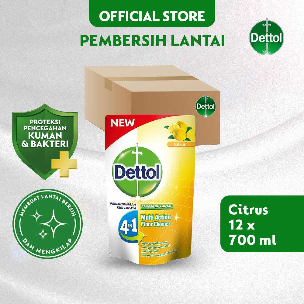 Promo Dettol Citrus Pembersih Lantai Pouch [700 mL / 12 pcs / Carton ...