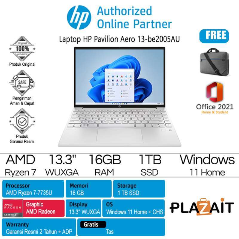 Promo Laptop Hp Pavilion Aero 13-be2005au – 7l9c2pa /amd Ryzen 7-7735u ...