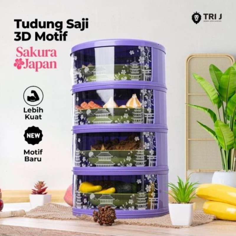 Jual Tudung Saji 4 Tingkat Food Grade/ Tudung Saji Motif Sakura Japan ...