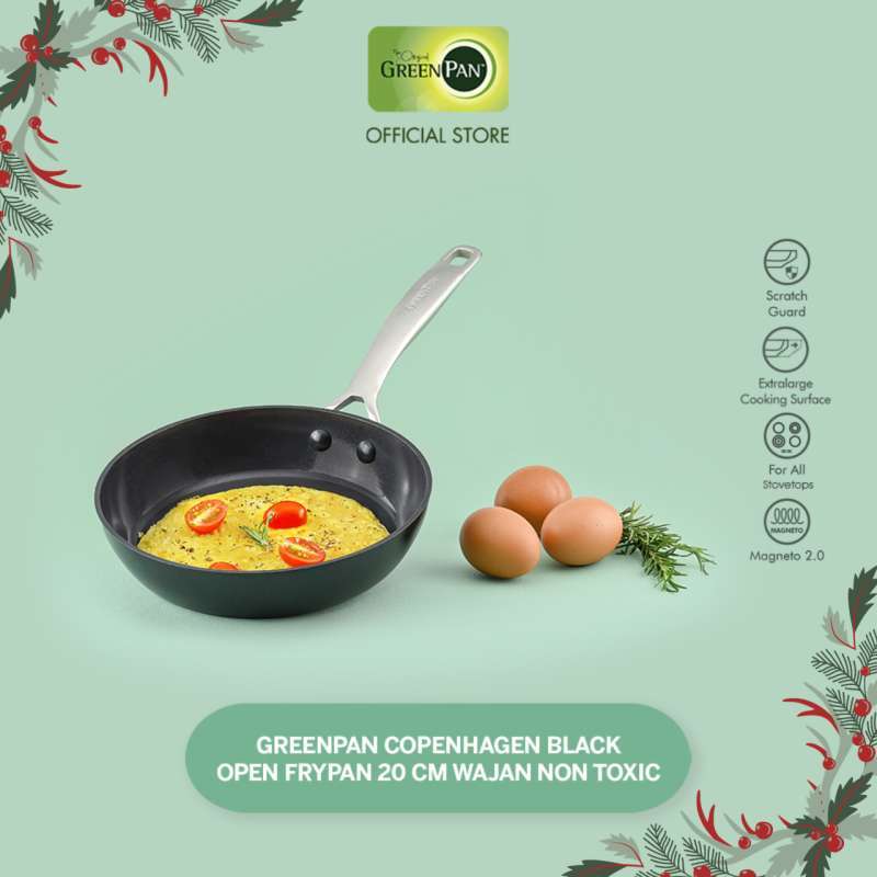 Jual Copenhagen Black Open Frypan Greenpan 20cm X 40mm Di Seller ...