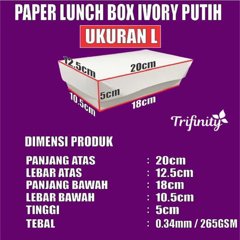 Jual Paper Lunch Box Putih Per Dus Food Tray Uk L Kertas Semua Js Kirim ...
