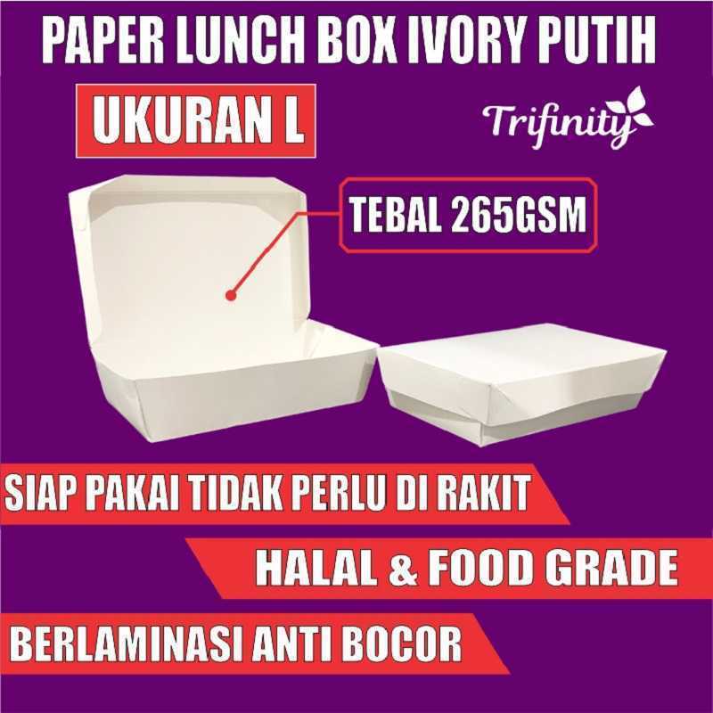 Jual Paper Lunch Box Putih Per Dus Food Tray Uk L Kertas Semua Js Kirim ...