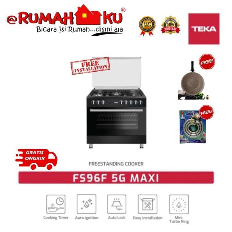 Jual Teka Freestanding Cooker Fs96 5g Maxi Black - Kompor Gas Dengan ...