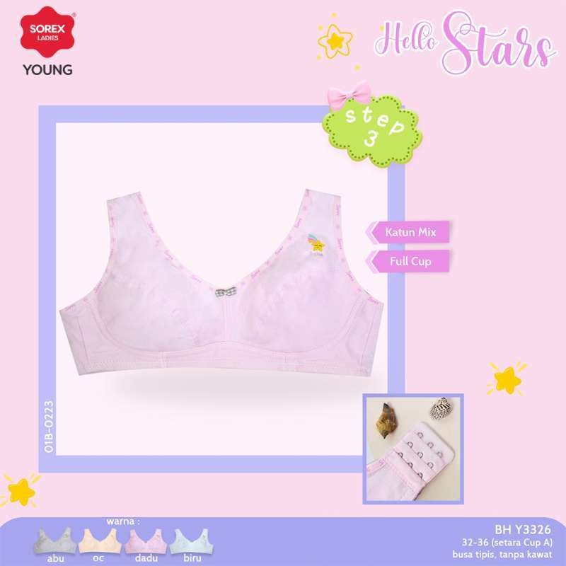 Jual Sorex Young Bra Remaja Tanpa Kawat Kait 3 Full Cup A Step 3 Y 3326 ...