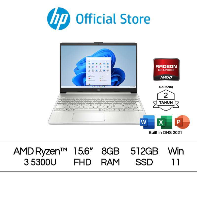 Promo Laptop Hp 15s-eq2087au Ryzen 3 5300u Radeon 8gb Ram 512gb Ssd W11 15.6 Inch Amd Garansi 2 ...
