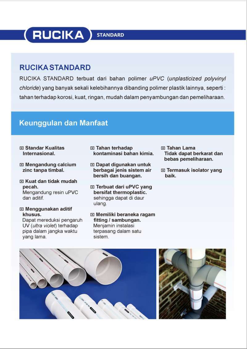 Jual Rucika Standard Aw 3/4 Pipa Pvc Di Seller Adiyasa Jaya - Semanan ...