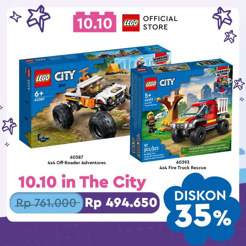 Jual Lego City Bundle - Lego City 60393 4x4 Fire Engine Rescue + Lego ...