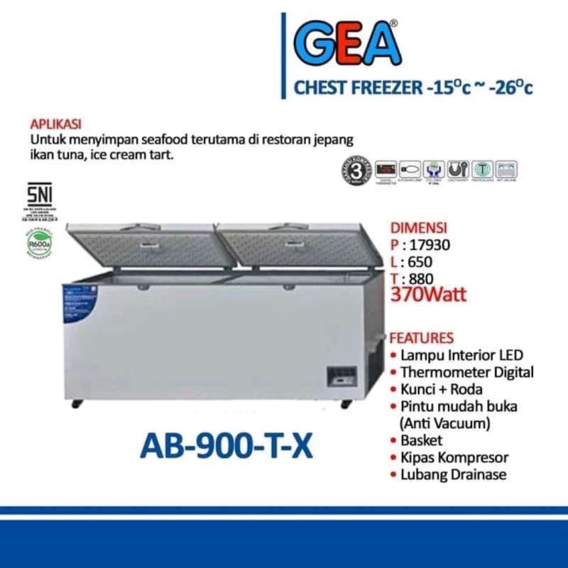 Jual Chest Freezer Gea Ab 900 Tx Original, Murah & Diskon Maret 2024 ...