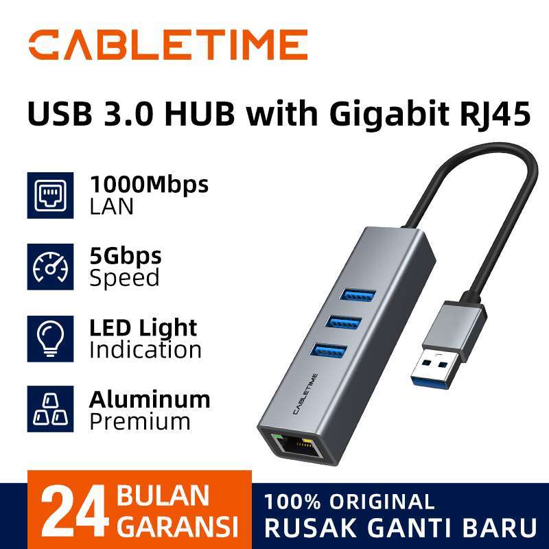 Jual Usb To Lan Ethernet Rj45 Cabletime Adapter Network Card High Speed ...