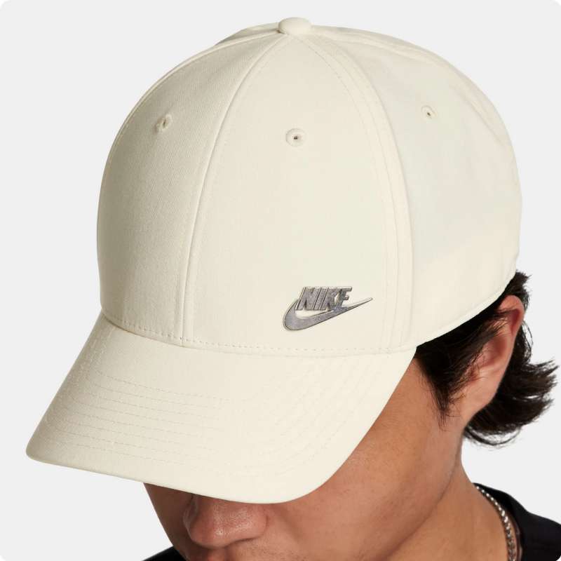 Promo Nike Dri-fit Club Structured Metal Logo Cap Coconut Milk White ...