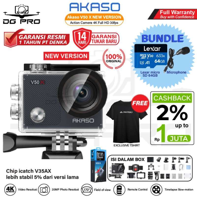 Jual Akaso V50 X 4k New Version 30fps Wifi Action Camera - V50x - Resmi ...