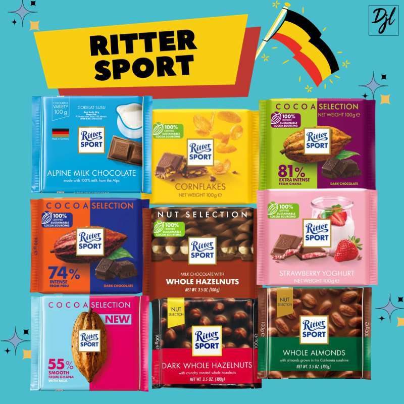 Jual Ritter Sport Chocolate 100g Camilan Cokelat Batang 1 Pcs - Dark ...