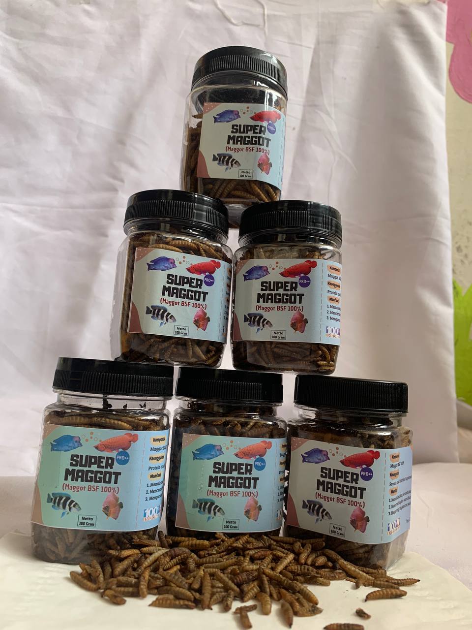 Promo magot kering maggot bsf pakan arwana pakan koi pakan channa pakan ...