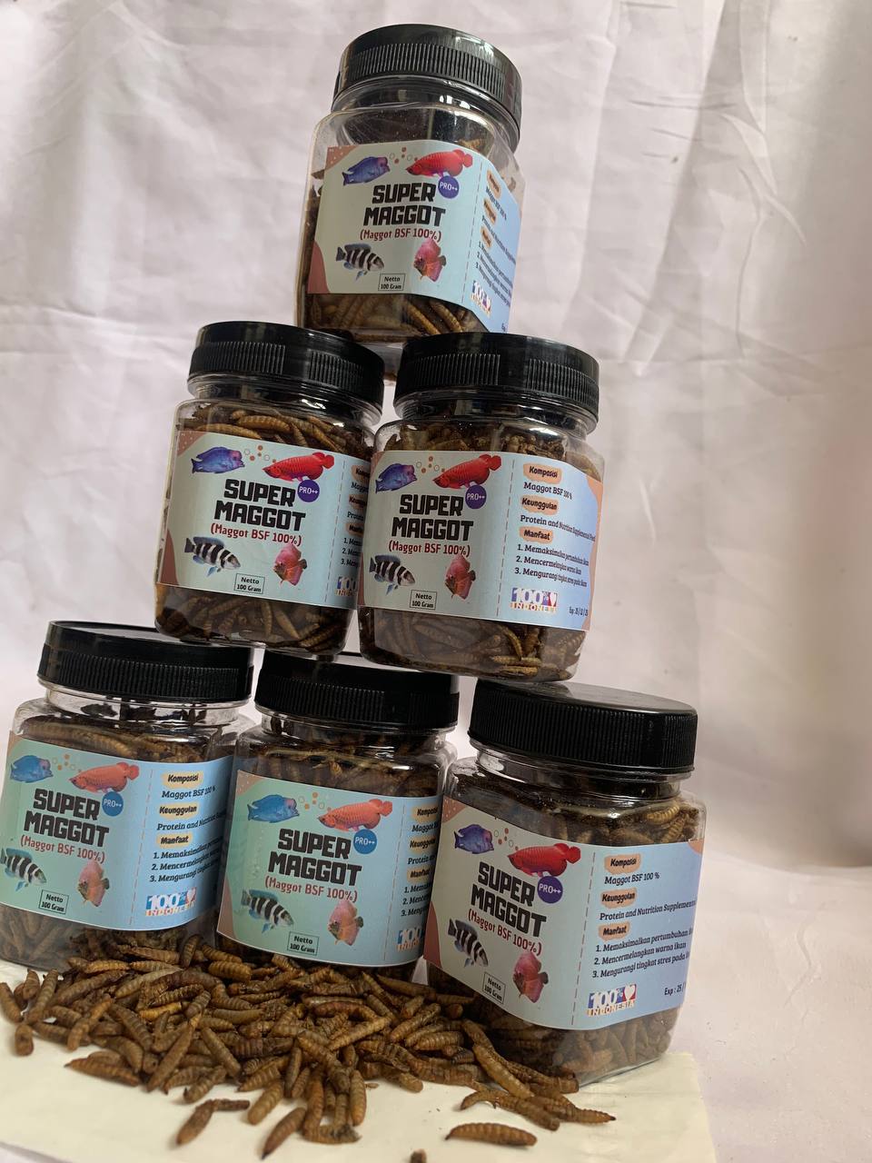 Promo magot kering maggot bsf pakan arwana pakan koi pakan channa pakan ...