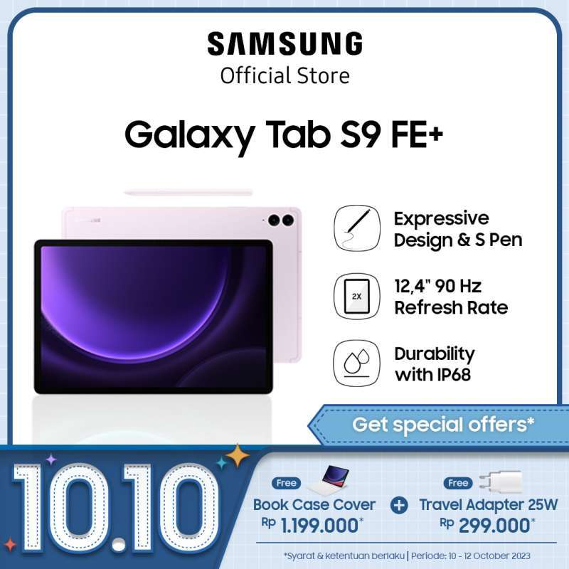 Jual Samsung Galaxy Tab S9 Fe+ (12/256gb) + Tab S9+ Smart Book Cover + Ta 25w - Pink Di Seller ...