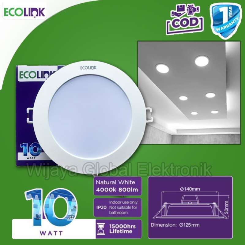 Jual Lampu Downlight Plafon LED Ecolink 10W 10 Watt W Cahaya Terang ...