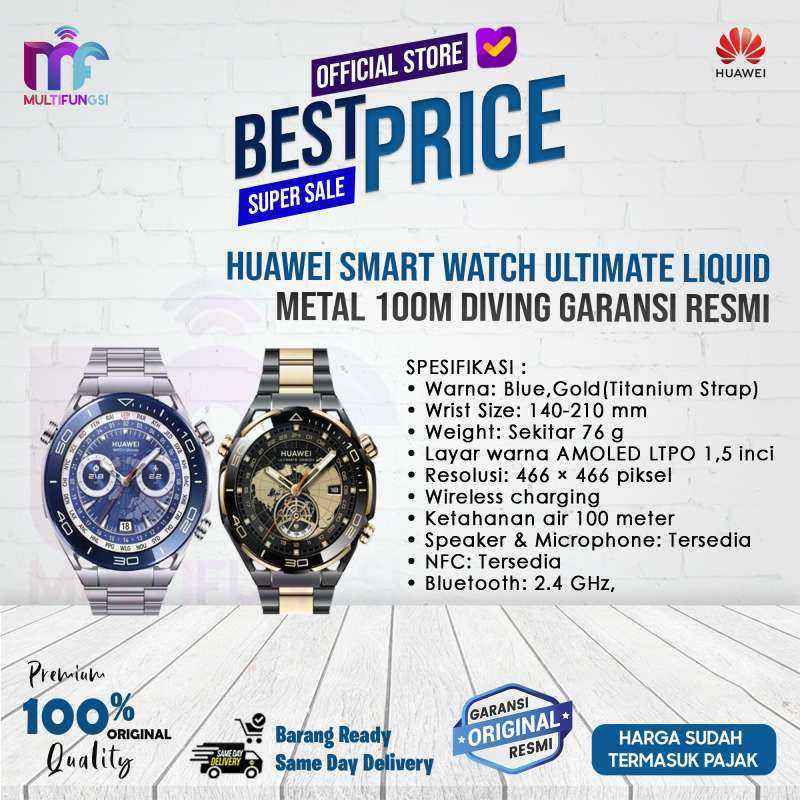 Jual Huawei Smart Watch Ultimate Liquid Metal 100m Diving Garansi Resmi ...