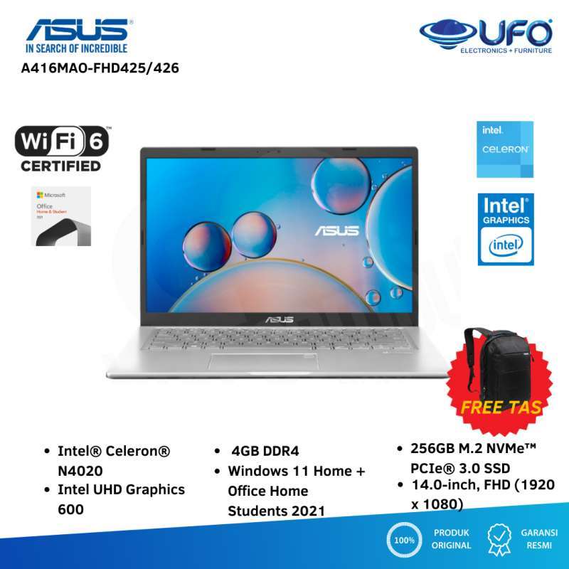 Jual ASUS A416MAO-FHD425 VIVOBOOK CELERON N4020 4GB/256GB SSD di Seller ...