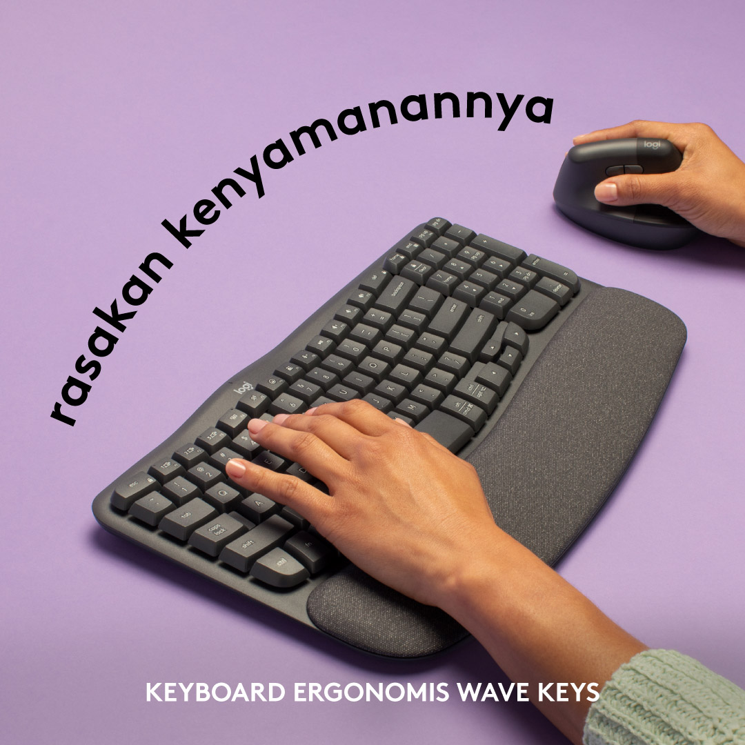 Jual Logitech Wave Keys Keyboard Ergonomis Wireless, Bluetooth Dan ...