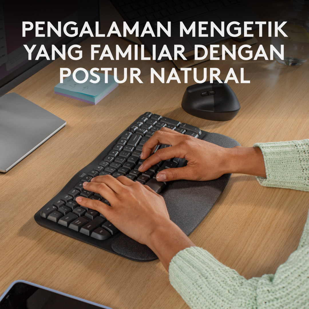 Jual Logitech Wave Keys Keyboard Ergonomis Wireless Bluetooth Dan Multi Os Windows Mac With