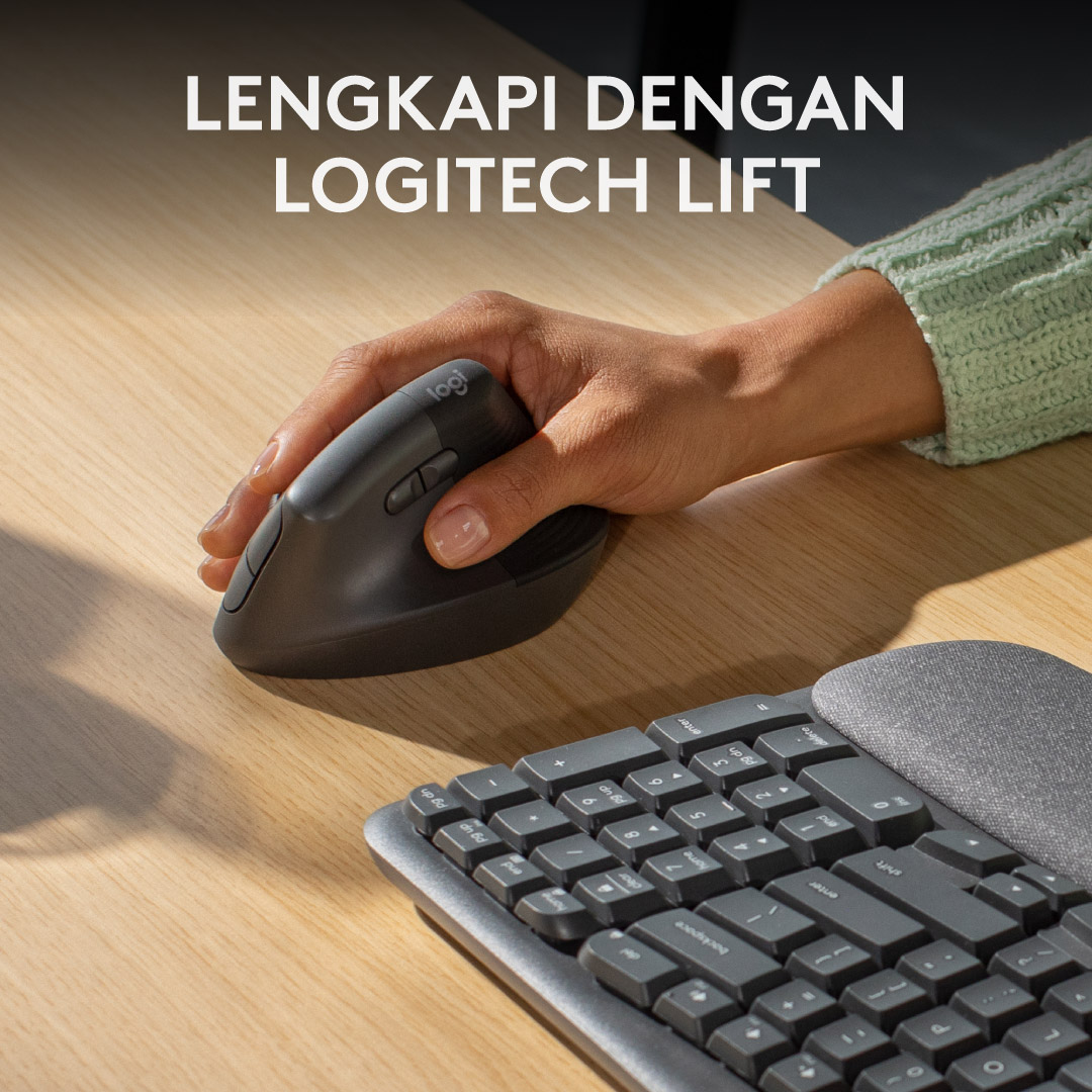 Promo Logitech Wave Keys Keyboard Ergonomis Wireless, Bluetooth Dan ...